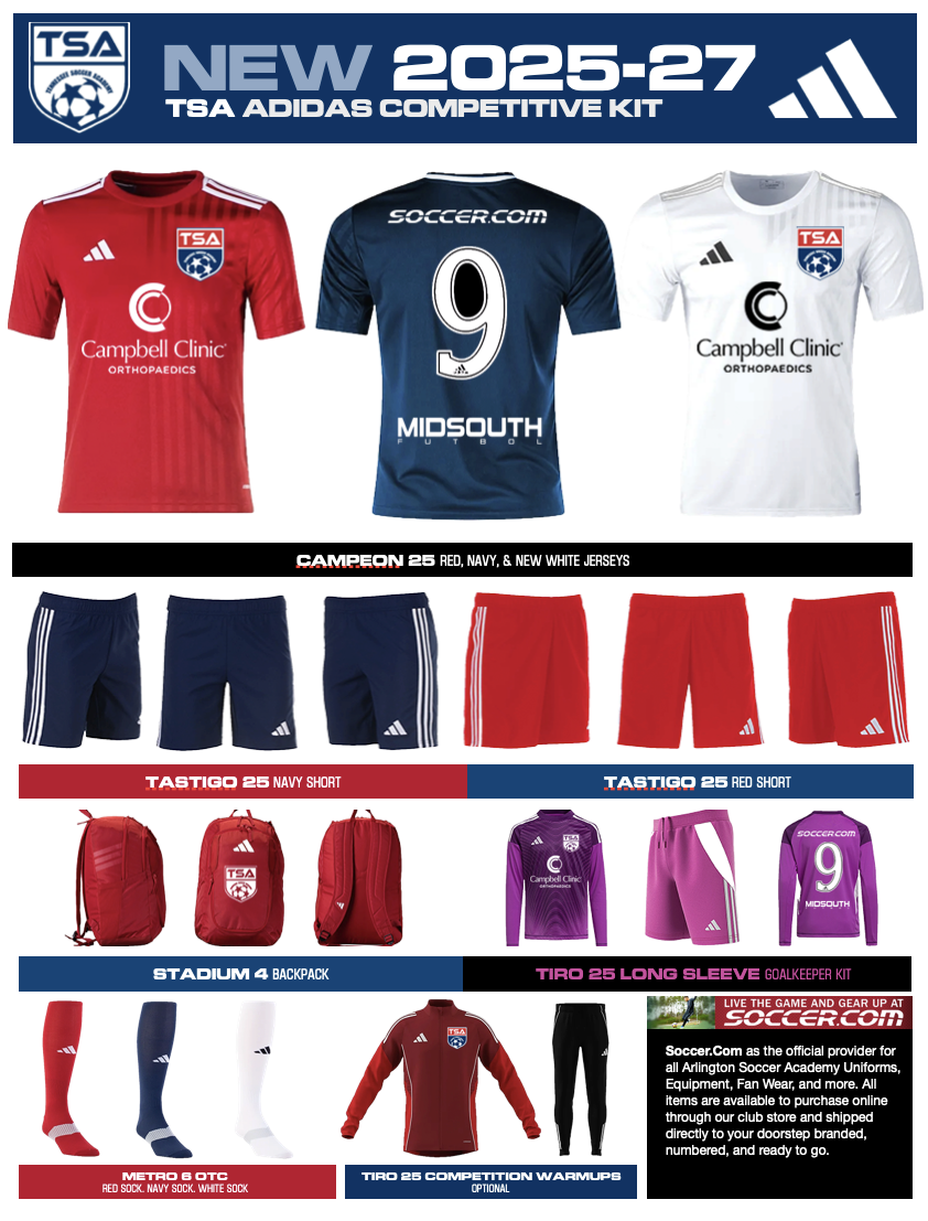 2025-26 Competitive Uniform Kit | Tennessee Soccer Academy